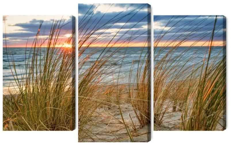 Vícedílný obraz Východ Slunce Na Pláži Rujána Nedostatek Nedostatek Přírodní plátno 180x120