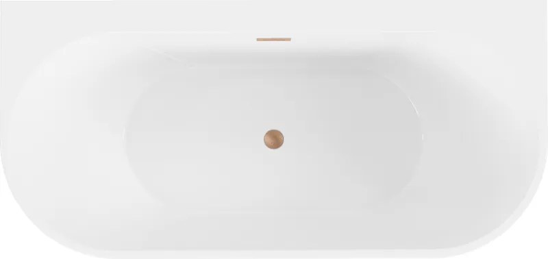 Mexen Oval+, volně stojící vana ke stěně 170 x 80 cm, bílá lesklá, měděná matná přepad, 52681708000-65