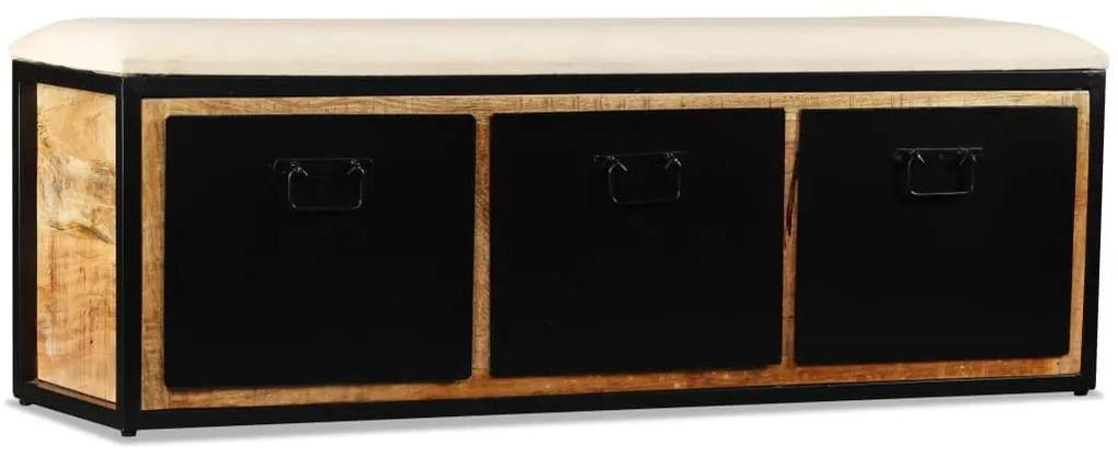 Úložná lavička se 3 zásuvkami, masivní mangovník, 120x30x40 cm - Default Title