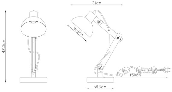 Globo 21504 - Stolní lampa TONGARIRO 1xE27/40W/230V