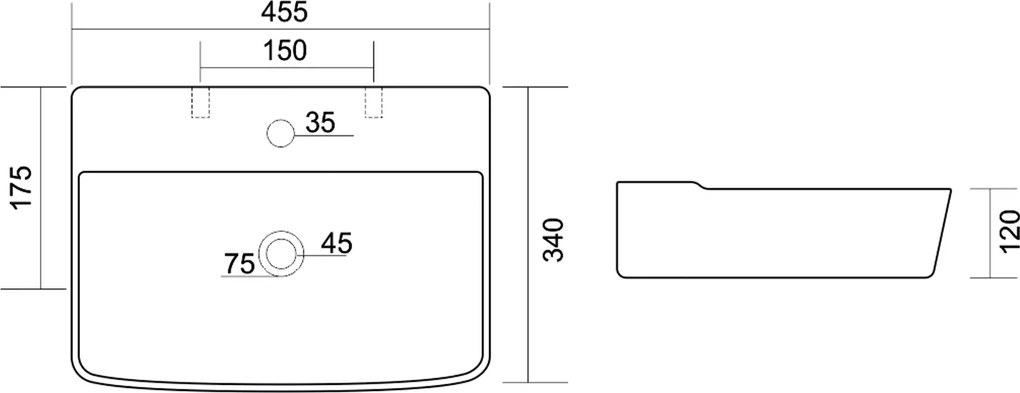 Aqualine Aqualine, CRISTY keramické umyvadlo 45x34cm, bílá, NP381
