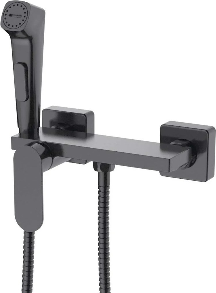 Aqualine - Bidetová baterie pod omítku, se sprškou, s poličkou, gun metal TJ042GM