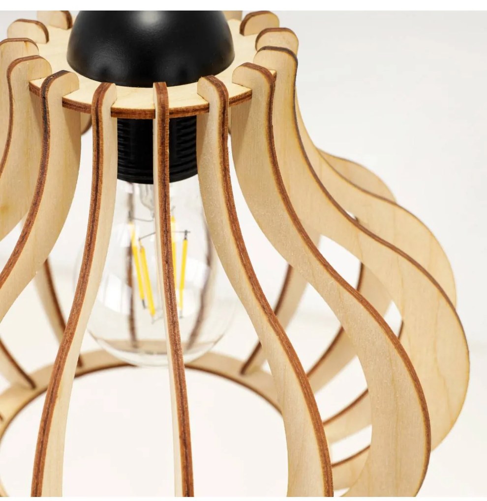 Závěsné svítidlo TIMBER SPIDER 3, 2x dřevěné stínítko