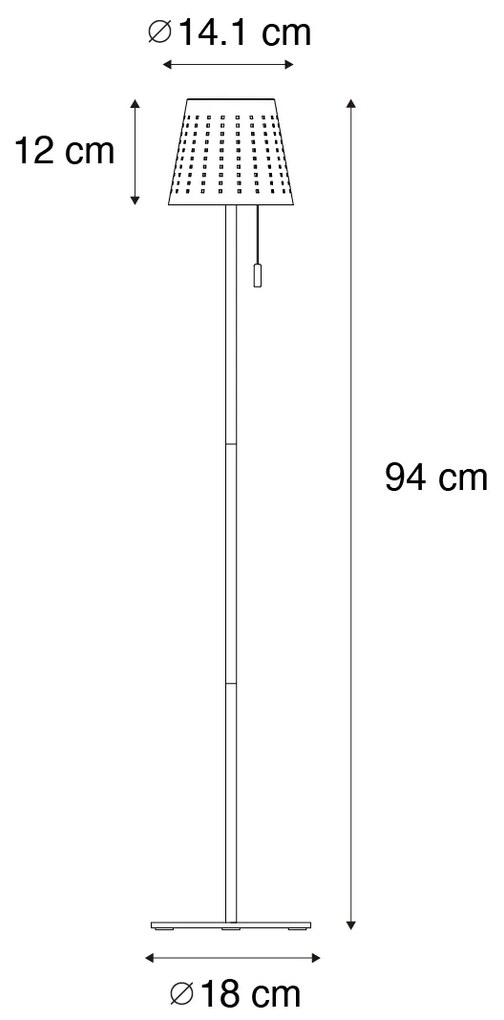 Venkovní stojací lampa zelená vč. LED 3-stupňové stmívání na solární energii - Ferre