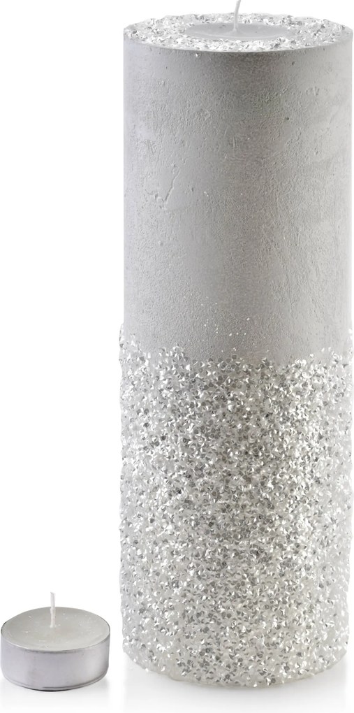 Velký moderní svícen Diament 36 cm bílý