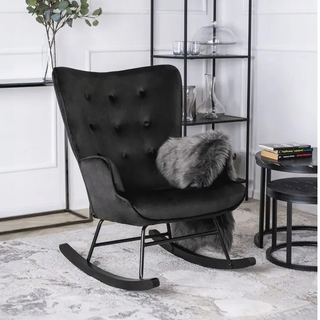Designové houpací křeslo Tromsö černá velur