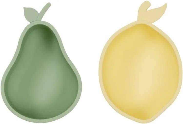 Žluté/zelené silikonové dětské misky v sadě 2 ks Lemon & Pear – OYOY Mini