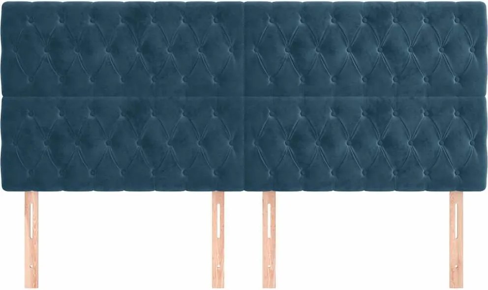 Čelo postele tmavě modré 200x7x118/128 cm sametové 3116738