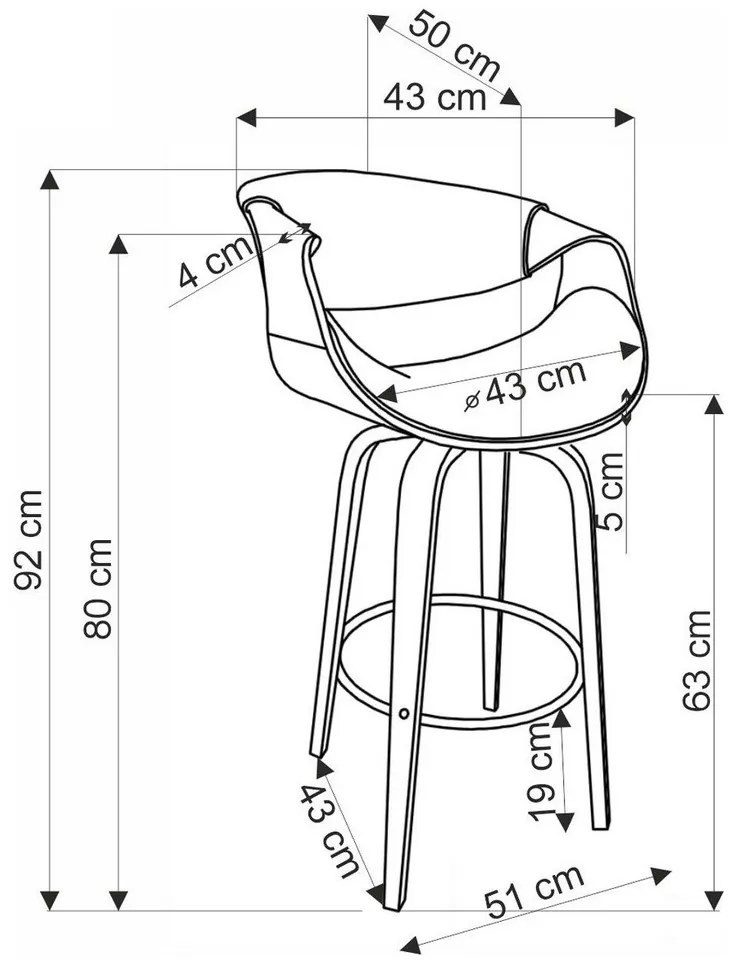 Barová židle Scarlet, černá / ořech