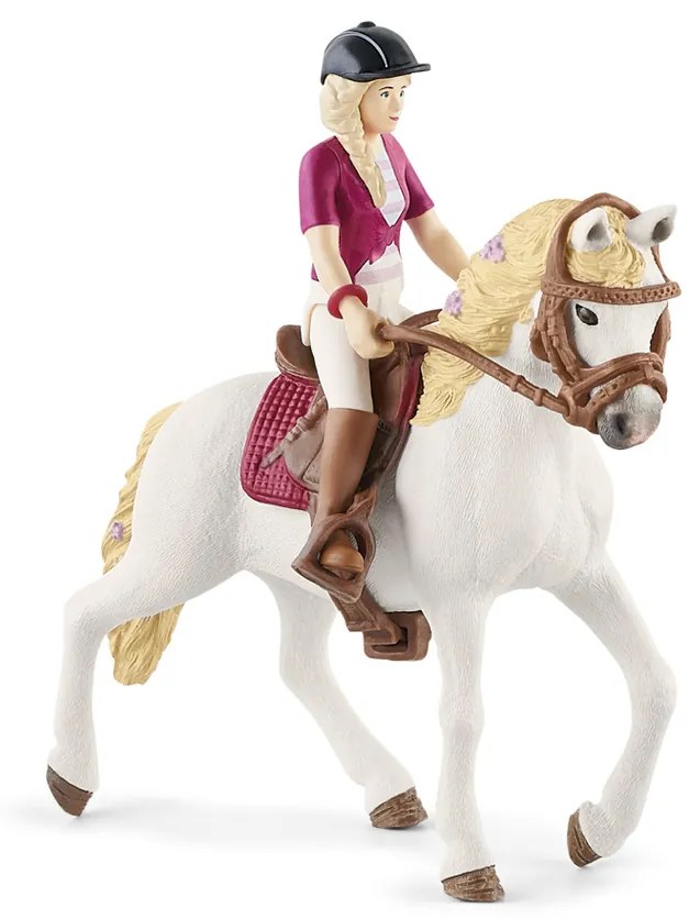 Schleich 42540 Blondýna Sofia s pohyblivými klouby na koni, 15 cm