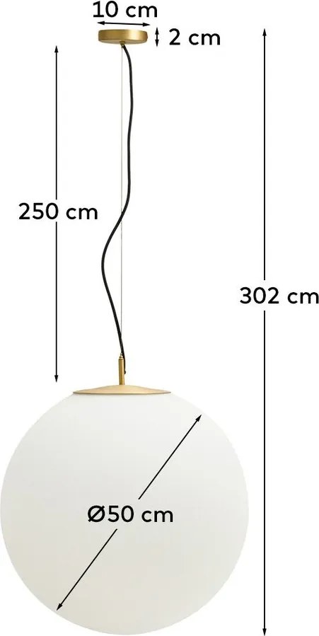 Bílé/ve zlaté barvě kovové závěsné svítidlo se skleněným stínidlem ø 50 cm Brisia – Kave Home