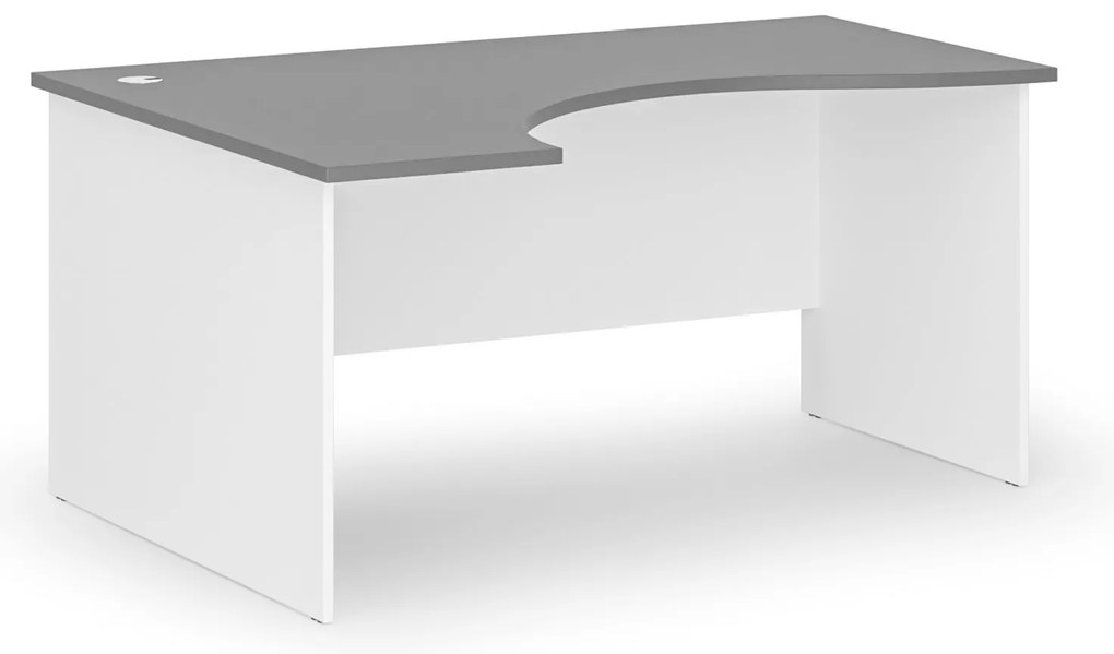 Ergonomický kancelářský stůl bílá/grafit, levý, rozměr 160x120 cm