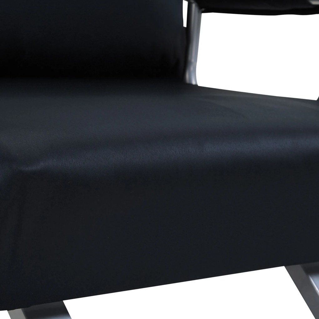 HOMCOM Rozkládací pohovka 2 v 1 s nastavitelným opěradlem 65L x 77W x 80H cm, snímatelný potah, polštáře, robustní a nerezavějící, polyester černá | …