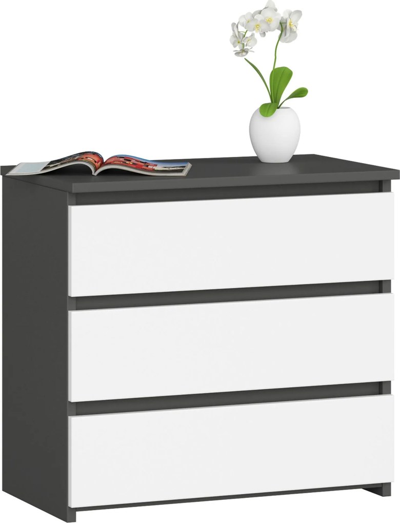 Komoda CL3 3SZ CLP grafitová šedá/bílá