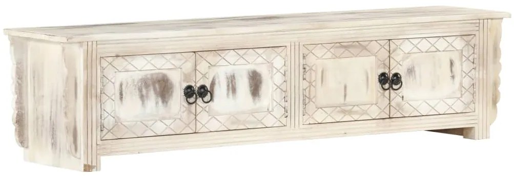 TV stolek bílý 140 x 30 x 35 cm masivní mangovníkové dřevo 286388