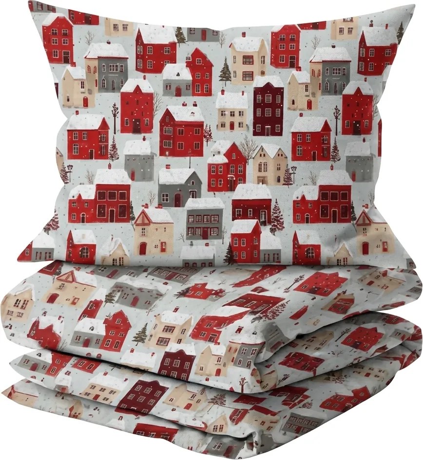 Bavlněné povlečení MERRY VILLAGE barevné Rozměr povlečení: 70 x 90 cm | 140 x 220 cm
