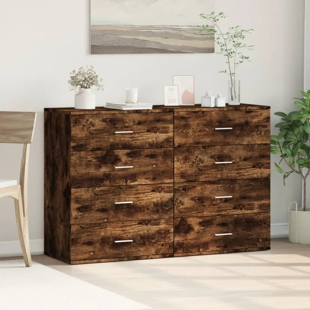 Příborníky 2 Ks Kouřový Dub 60 X 39 X 80 Cm Kompozitní Dřevo