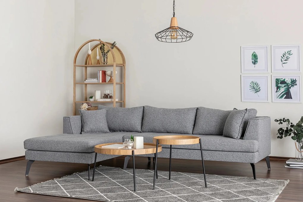 Hanah Home Rohová pohovka BOBO světle šedá levá