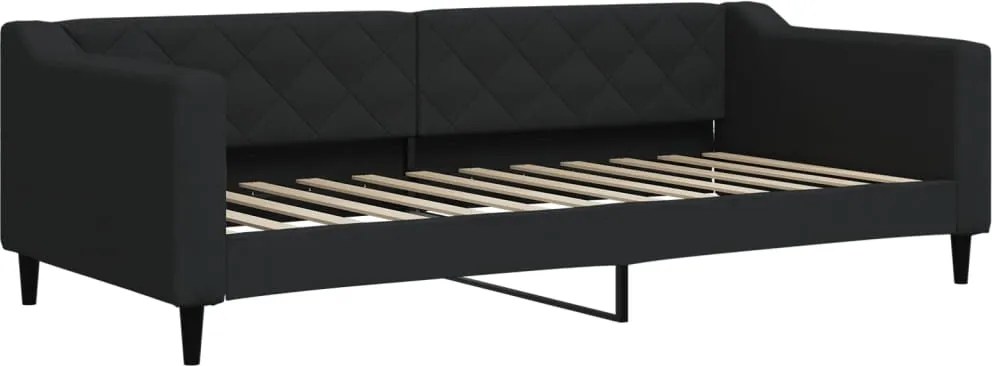 Válenda s přistýlkou a zásuvkami černá 90 x 200 cm textil 3197482