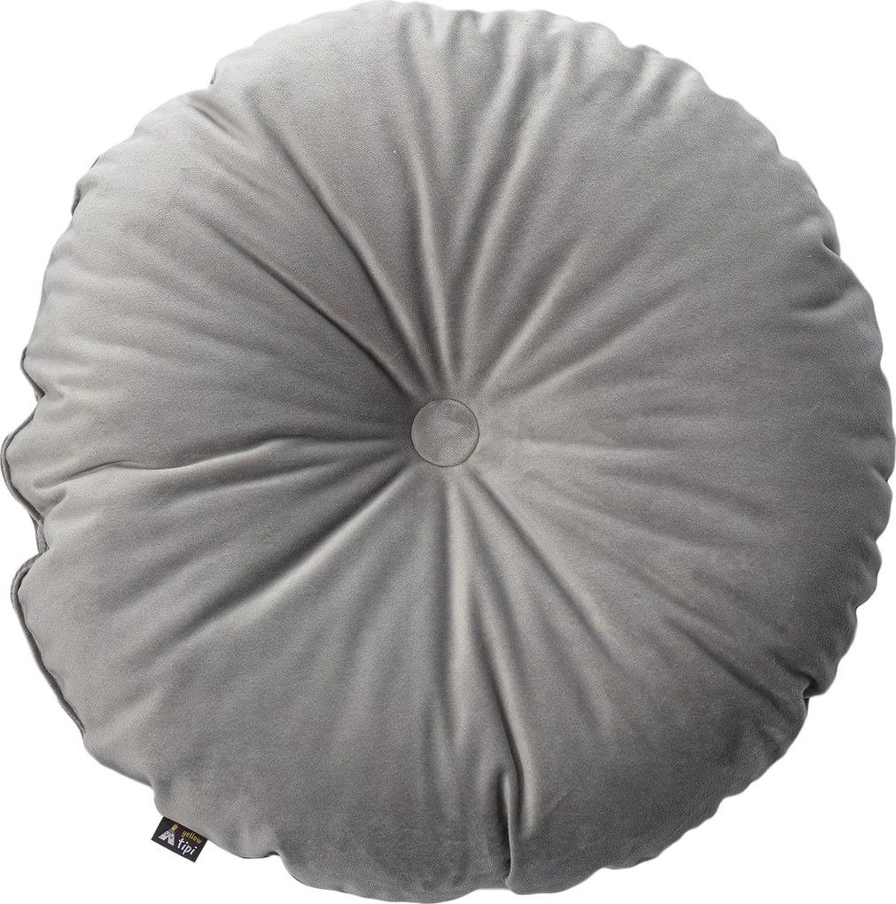 Sametový polštář s knoflíkem barva šedá látka lesklé, sametová