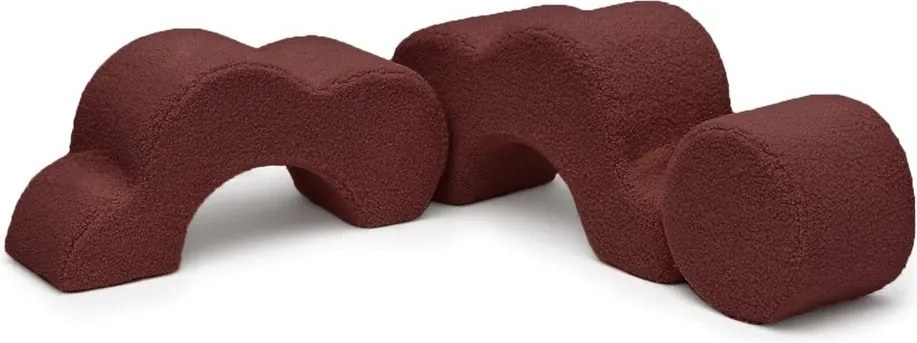 Hnědé pěnové hřiště 3 ks z materiálu bouclé výška 27 cm 88x90 cm – Meowbaby