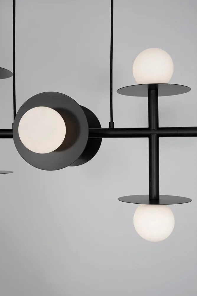 Bílé/černé kovové závěsné svítidlo se skleněným stínidlem Pielo – Nova Luce