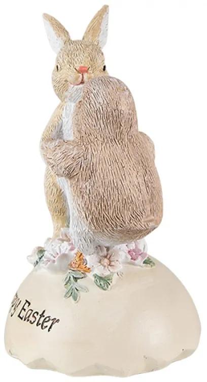 Velikonoční dekorace králíček s kuřátkem Happy Easter – 8x8x13 cm