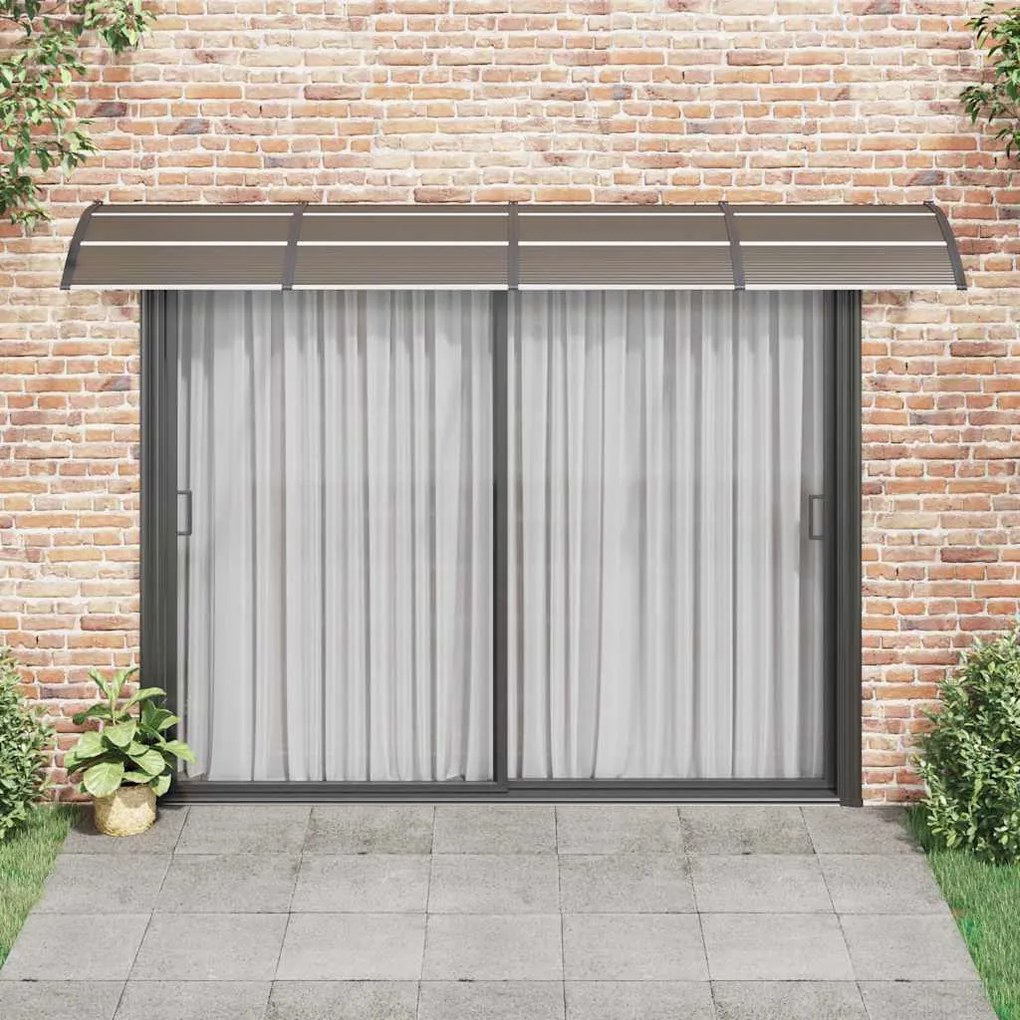 Vchodová stříška černá a průhledná 350 x 75 cm polykarbonát 153591