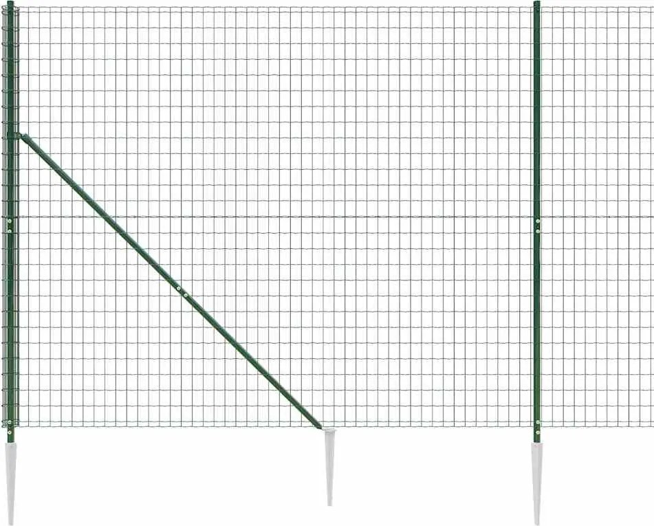 Drátěný plot s kotevními hroty zelený 2 x 25 m 154110