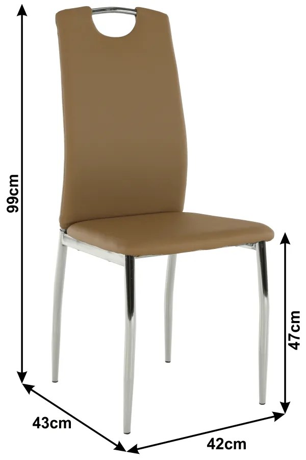 Jídelní židle, ekokůže béžová / chrom, ERVINA