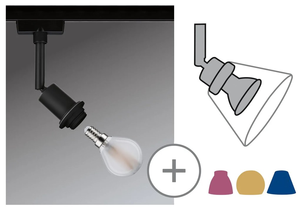Paulmann 96913 DecoSystems spot, spot pro Urail systém, 1x20W E14, matná černá