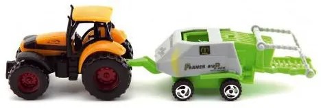 Teddies Traktor s přívěsem plast 16 cm na kartě
