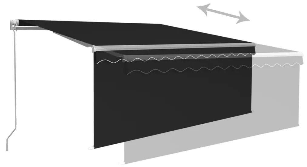 vidaXL Marketos Ručně zatahovací markýza s roletou a LED 3 x 2,5 m antracitová