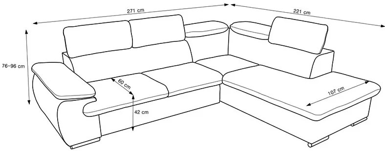 Rohová sedací souprava Viera, žlutá látka, pravý roh