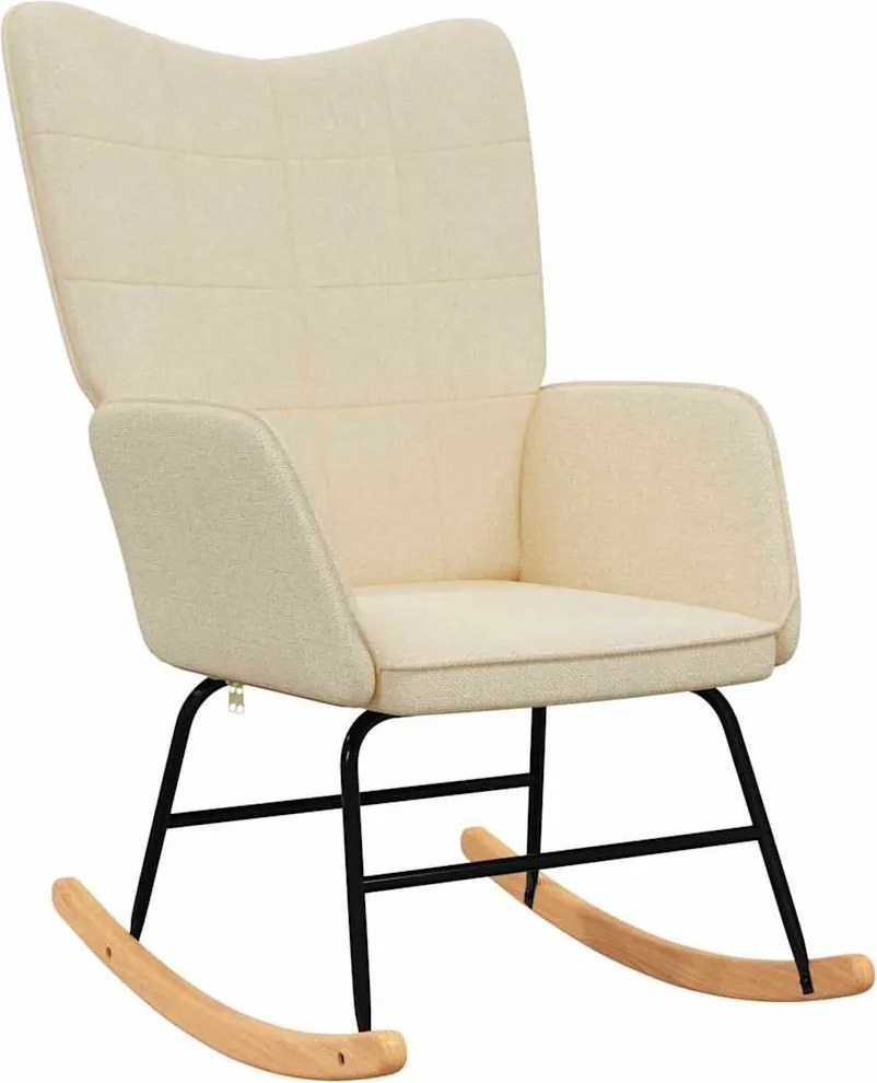 Houpací křeslo se stoličkou krémově textil 328020