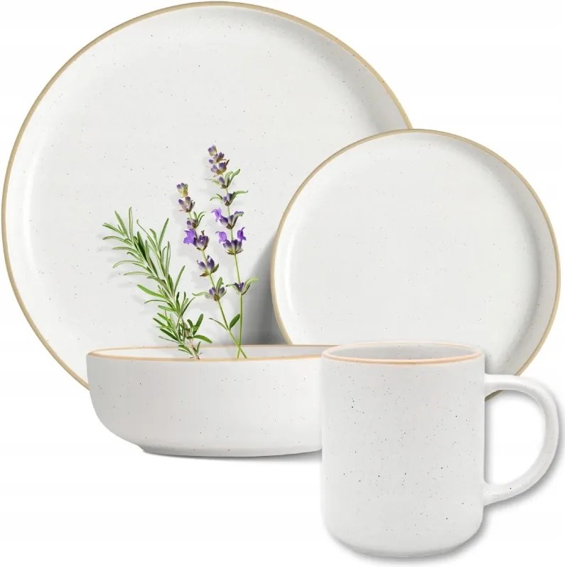Komplet Porcelánový Set Jídelní Servis Talíře 24el 6 Osob Vzor Artena