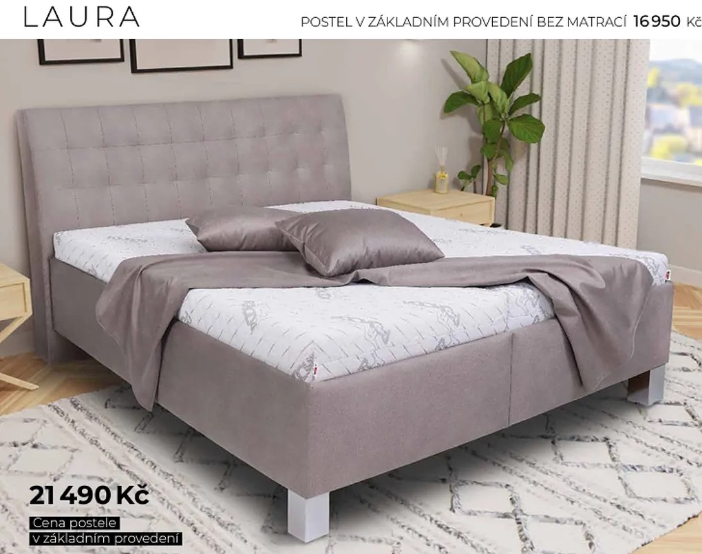 Čalouněná postel LAURA 160 nebo 180x200 cm, český výrobek