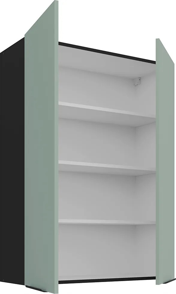 ARIA sc | horní skříňka 80 G-108 2F policová | 80 cm | EXTRA VYSOKÁ | ANTI FINGERPRINT povrch | černá/aquamarine