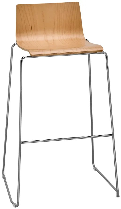 RIM - Barová židle SITTY s dřevěným sedákem a ližinovou podnoží