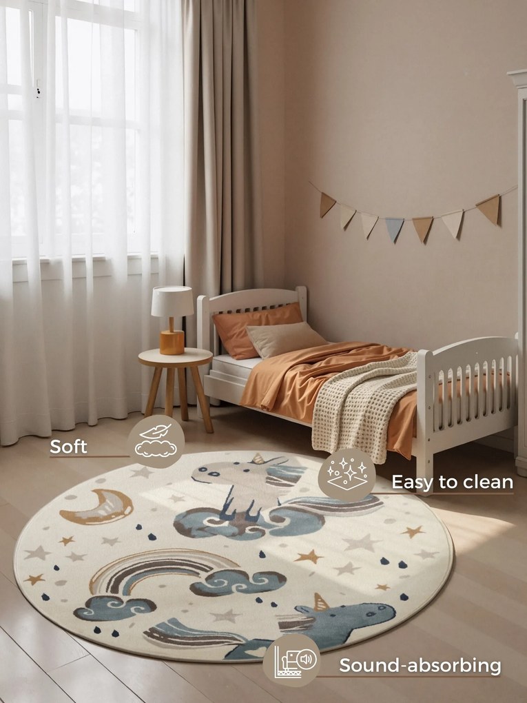 Hanse Home, Dětský koberec Adventures 106413 Cream Multicolor kruh, 160x160 (průměr) kruh, vícebarevná, dětský pokoj