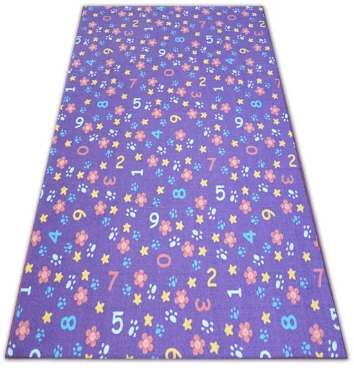 Kusový dětský koberec NUMBERS fialový číslice Rozměr: 100x150 cm