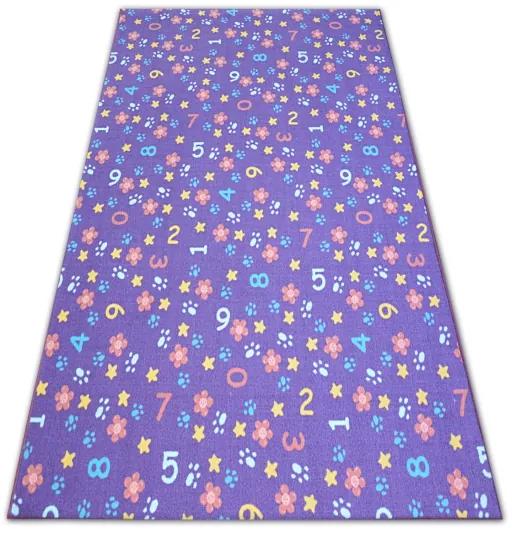 Kusový dětský koberec NUMBERS fialový číslice Rozměr: 100x500 cm