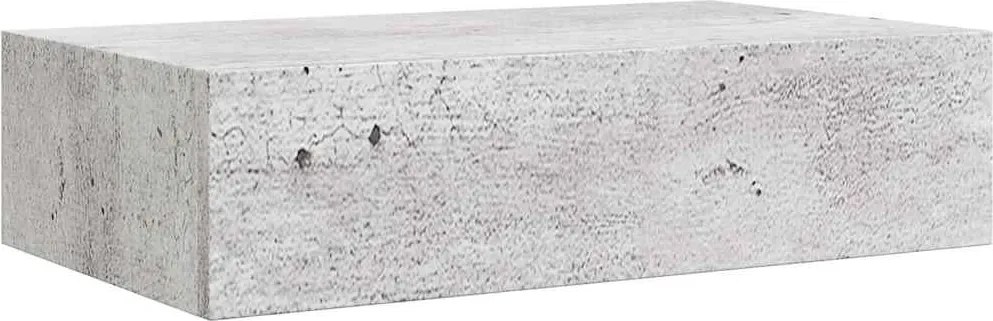 Nástěnné police se zásuvkou 2 ks betonově šedé 40x23,5x10cm MDF 330252