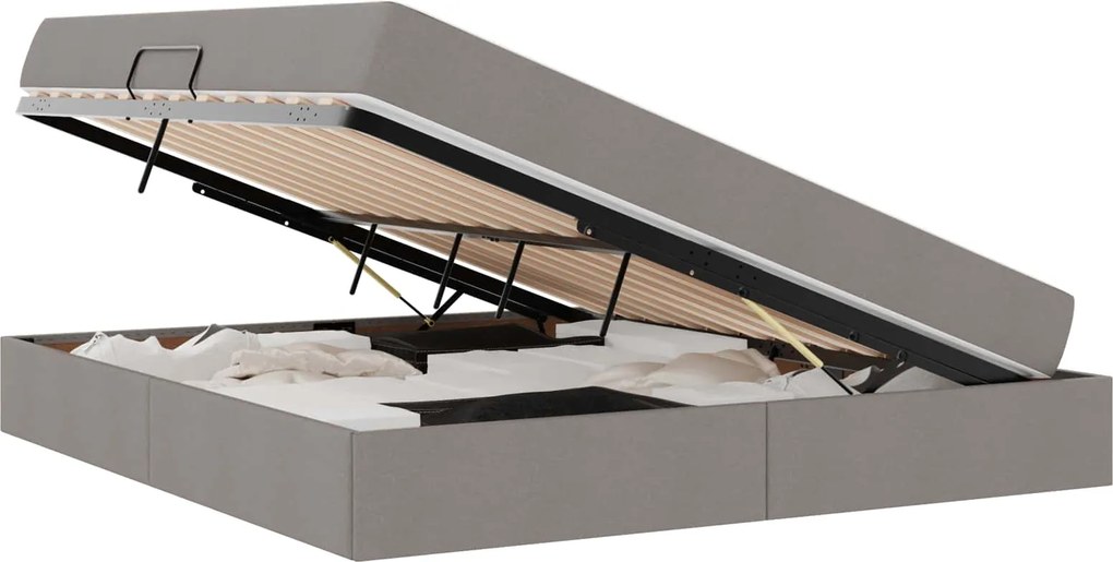 Postel s úložným prostorem a matrací Taupe 180 x 200 cm 3399679
