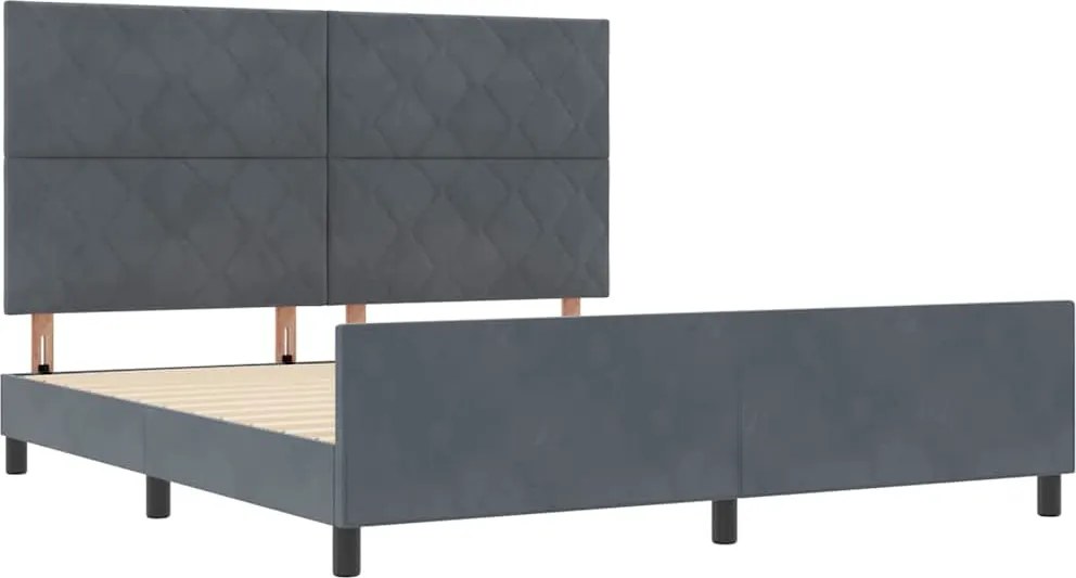 Postel s boxspringem s čelo Tmavě šedá 180 x 200 cm samet 3345024