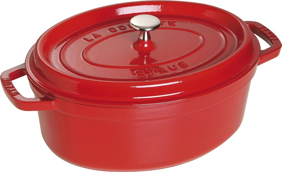 Staub Litinový hrnec s poklicí Cocottes oválný višňová 37 cm 8 l