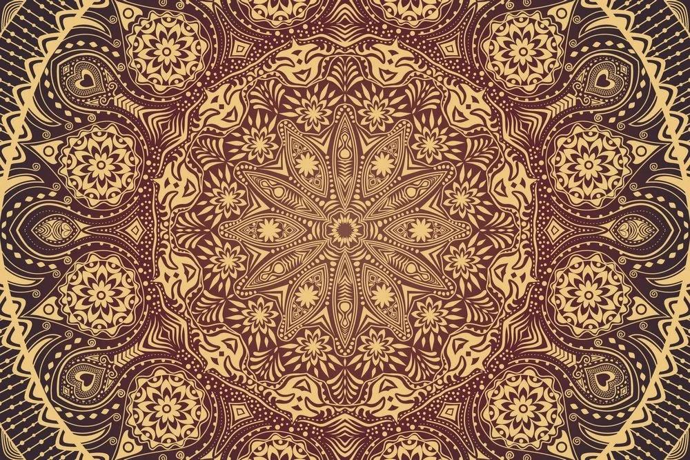 Tapeta okrasná bordó Mandala s krajkou - 150x100 cm