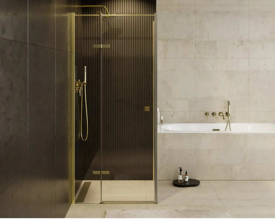 Besco Pixa 90x90x195 čtvercový sprchový kout, gold Orientace: Levá