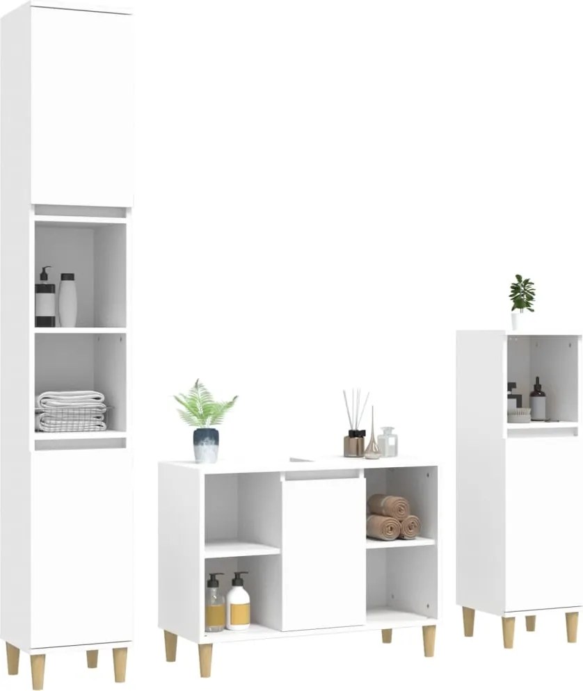 3dílný set koupelnového nábytku bílý kompozitní dřevo 3185613