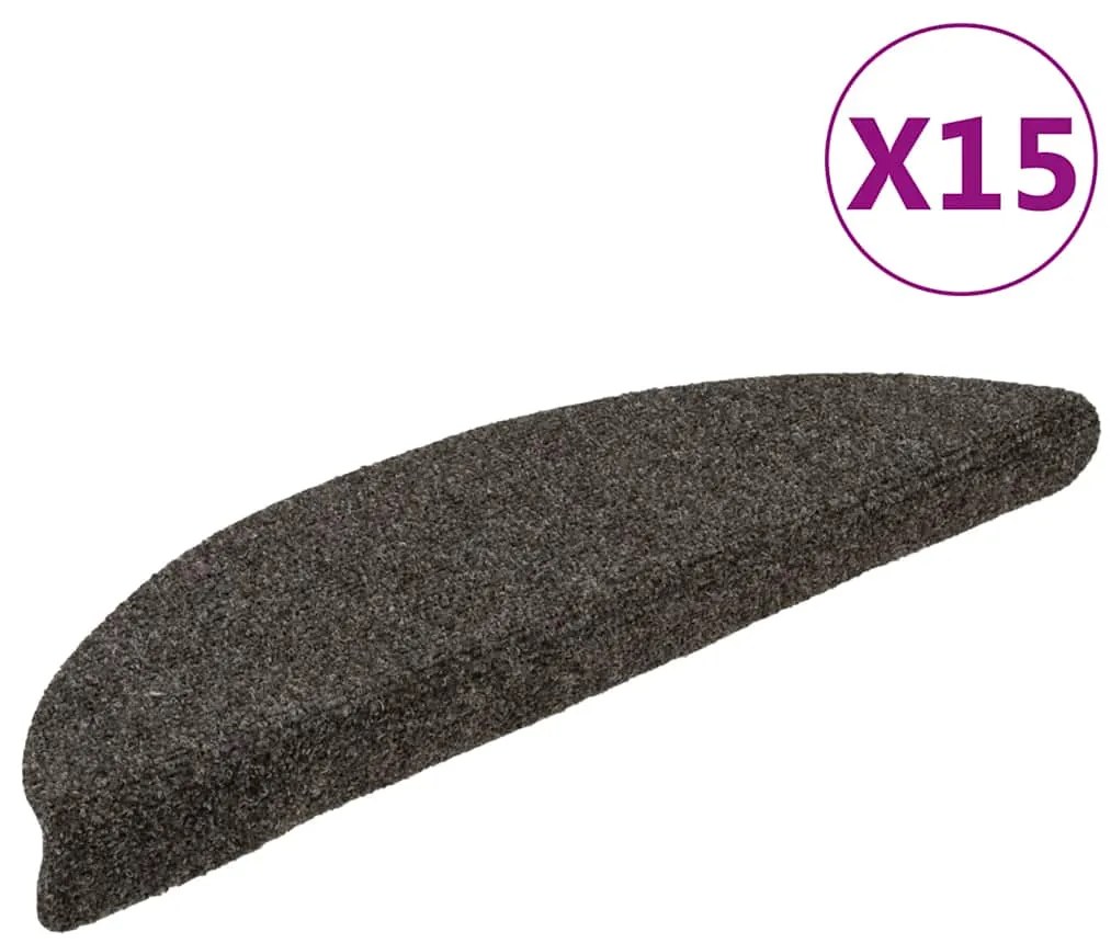 Schodové rohože samolepicí 15 ks 56x17x3 cm antracitové půlkulaté 322352
